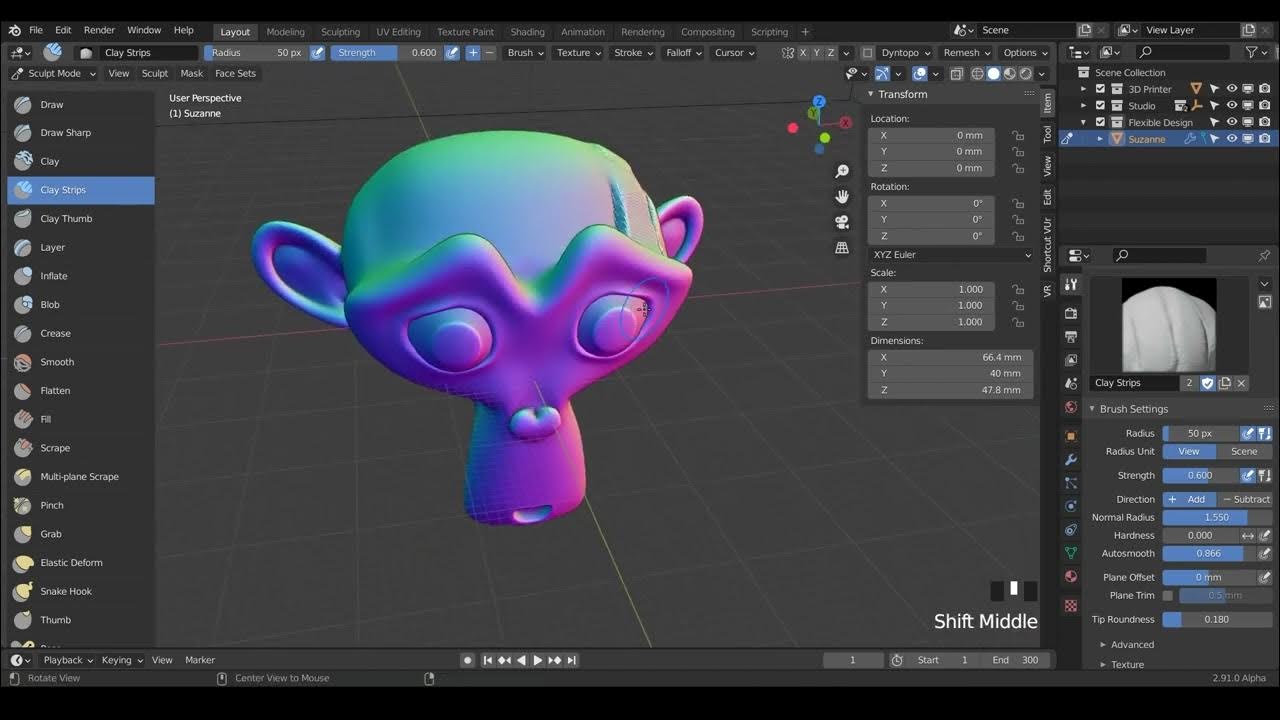 Clay Strips Sculpt Brush (EXPLAINED) | FREE Blender for 3D Printing Course - YouTube