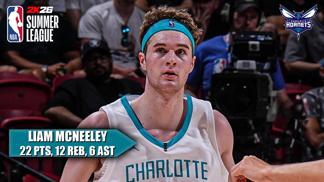 Liam McNeeley SHINES in debut 👀 Double-double in Hornets win | NBA ...