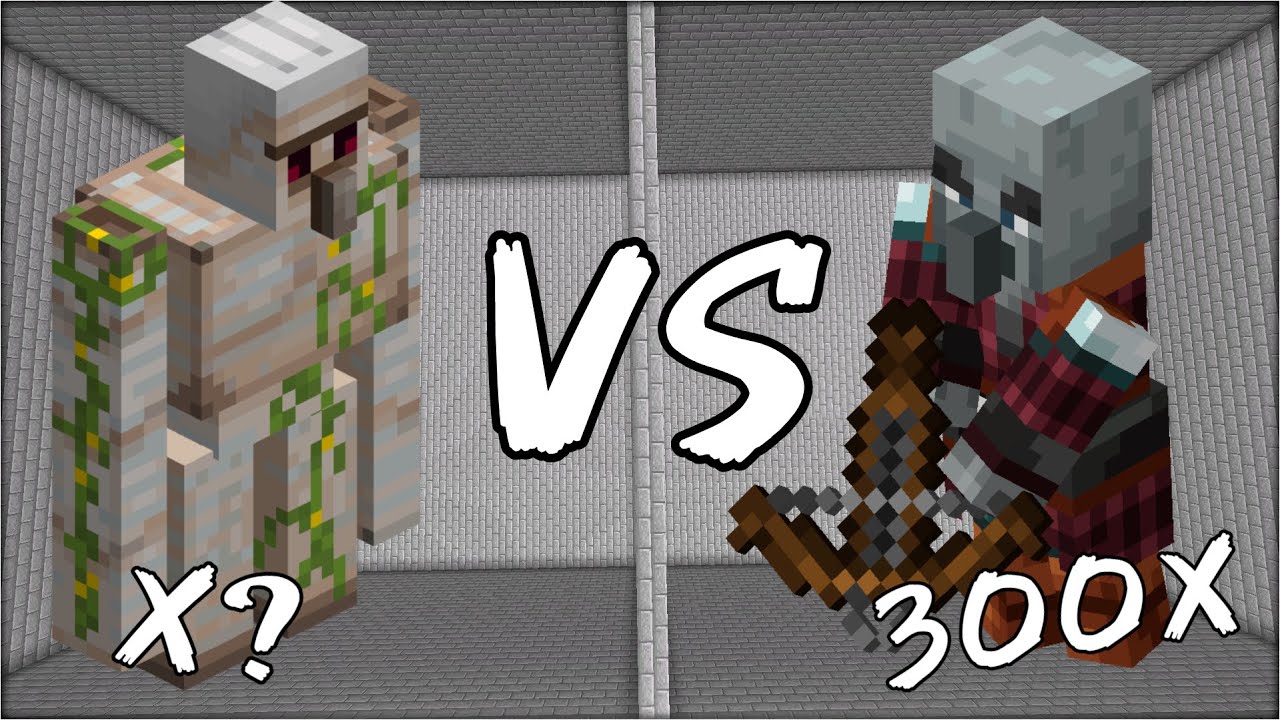 Minecraft 1-5-10-20-25-30-50-100-300 Pillagers vs Iron Golems! - YouTube