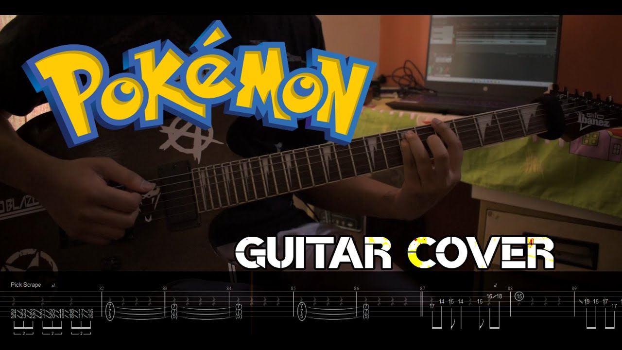 Pokemon Theme (Guitar Cover) + Screen Tabs - YouTube