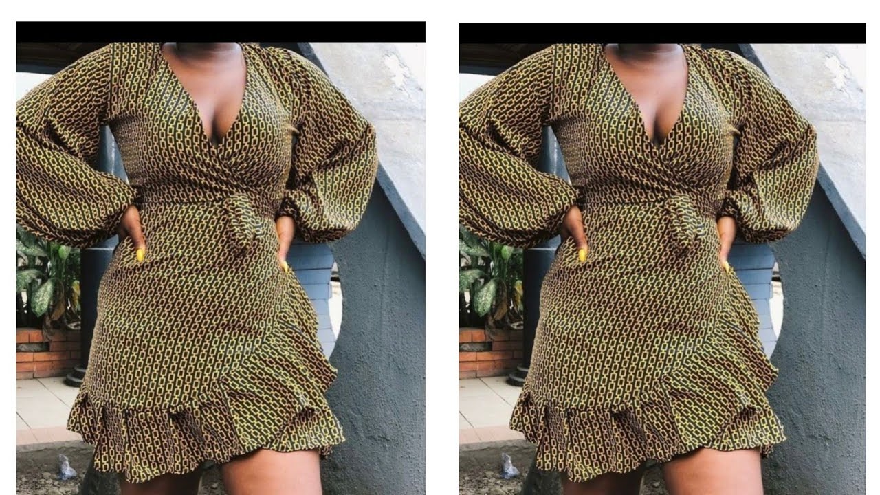 How To Cut And Sew Beautiful Wrap dress. - YouTube