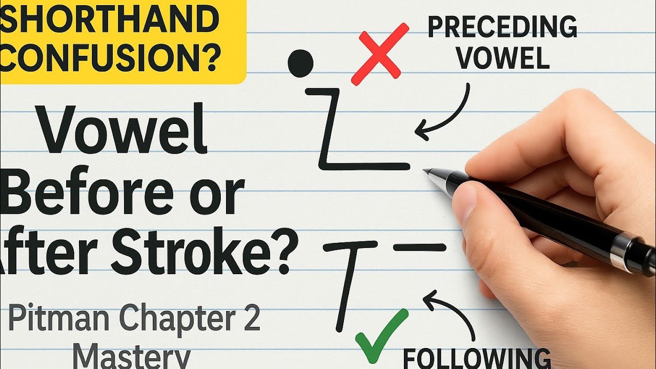 "Vowel Before or After Stroke? | Pitman Shorthand Chapter 2 | Preceding ...