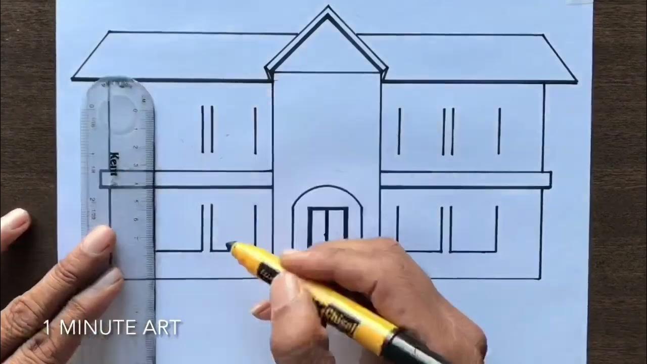 How to Draw a School - YouTube