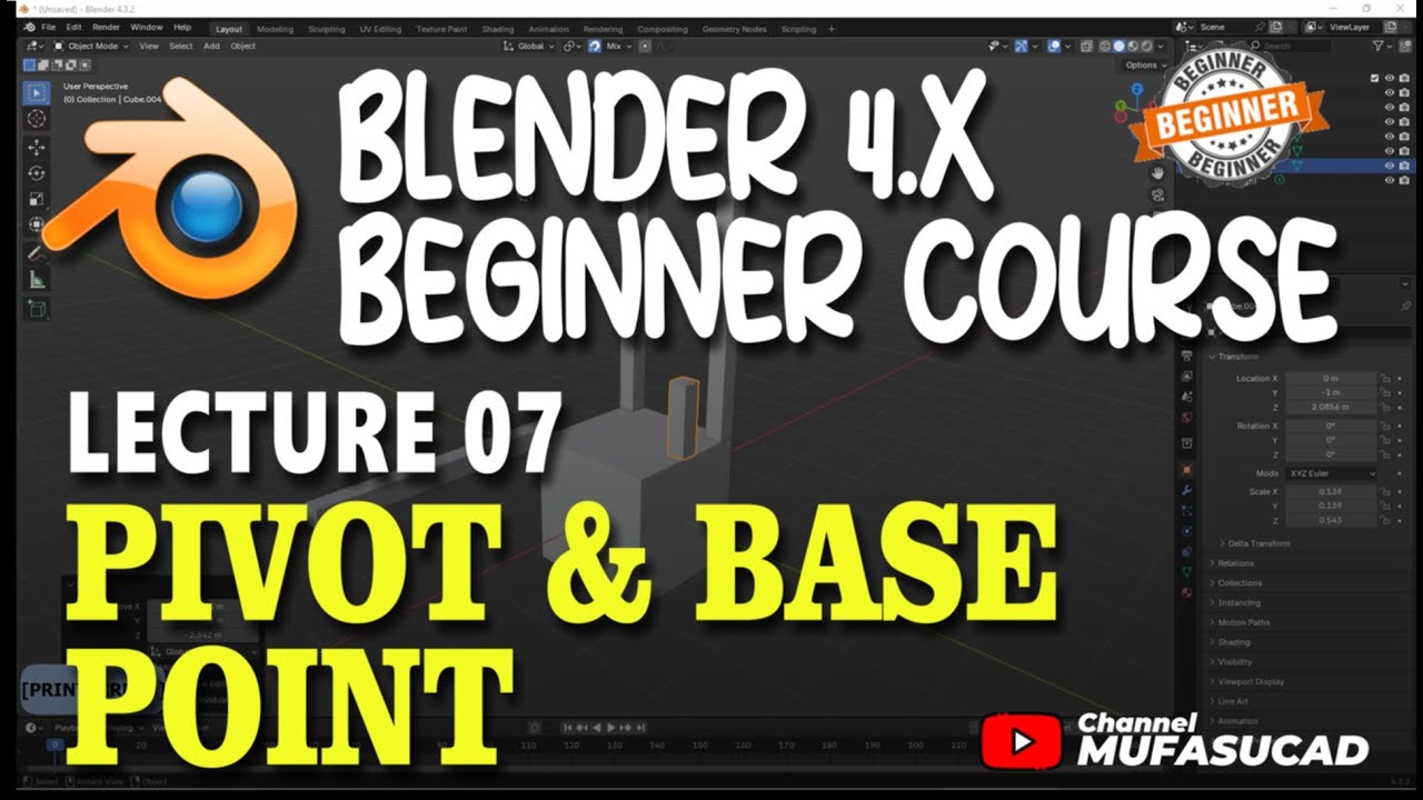 { Lecture 07 } Pivot & Base Point Blender 4.x Beginner Course - YouTube