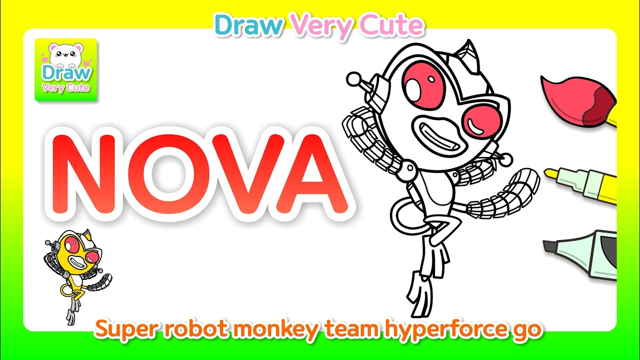 how to draw Nova Super robot monkey team drawing and coloring cute ...