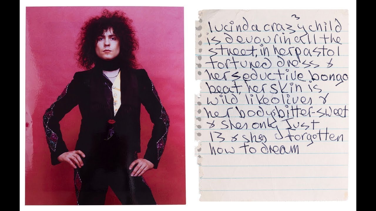 Marc Bolan of T-Rex "Sara Crazy Child" Handwritten Lyrics by ANALOGr ...