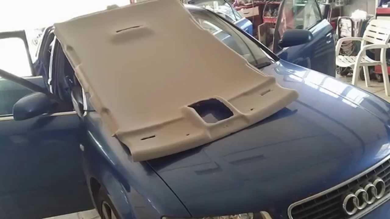Audi A4 αλλαγη υφασματος ουρανου - YouTube