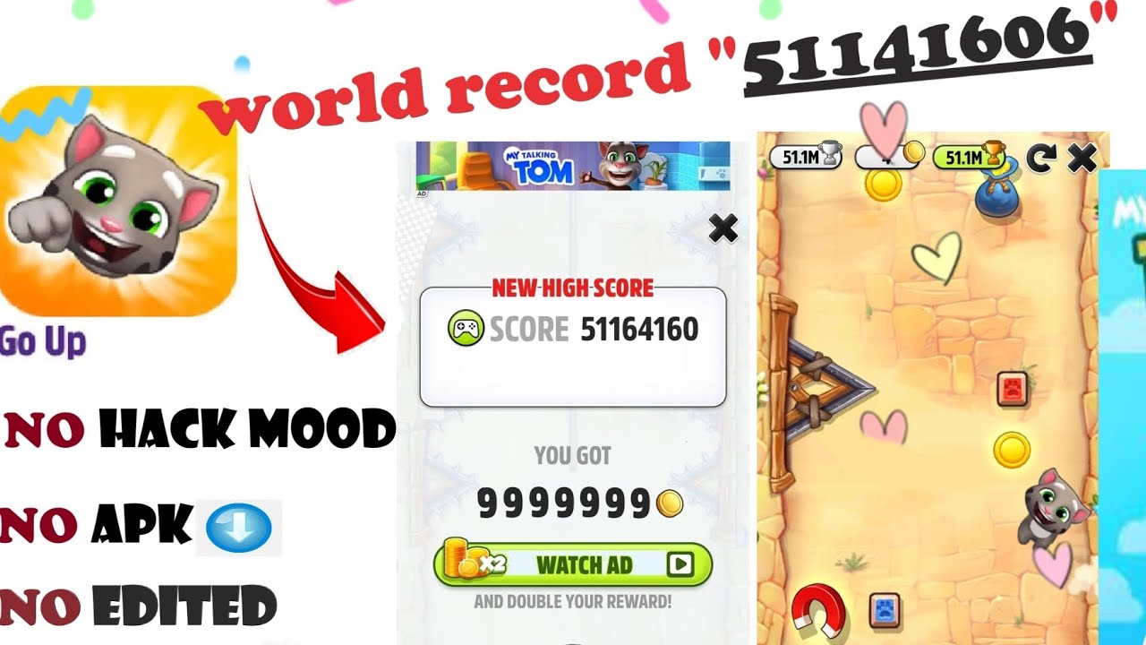 WORLD RECORD IN #mytalkingtom GAME"GO UP" - YouTube
