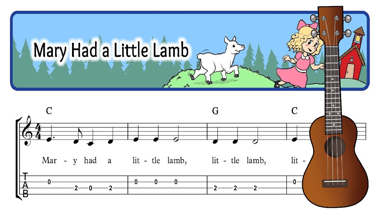 Mary Had a Little Lamb - Ukulele TAB (Easy Sheet Music Video) - YouTube