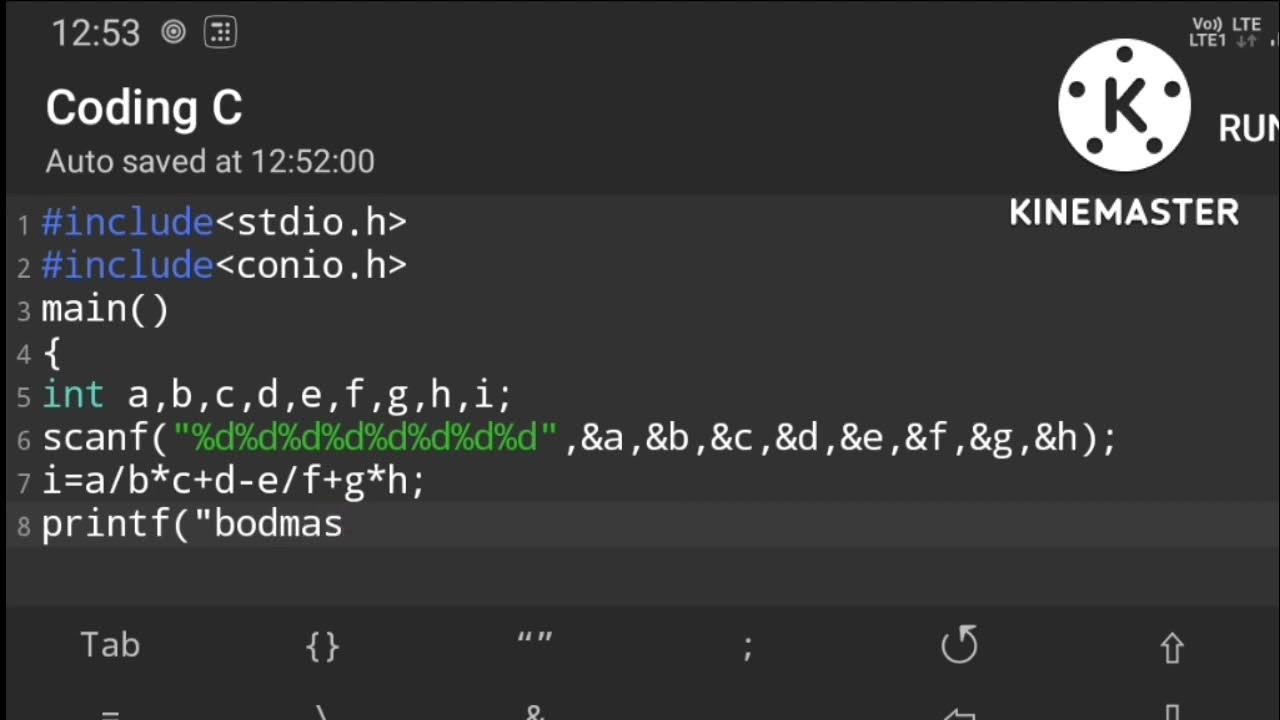#bodmas coding. #c language coding. #coding in mobile. - YouTube