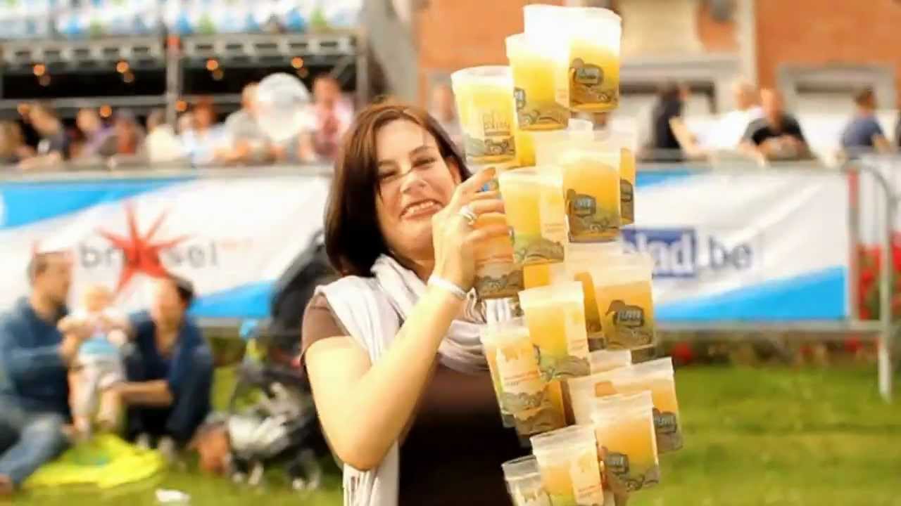 Stack-Cup beer carrying competition (Highlights) - YouTube