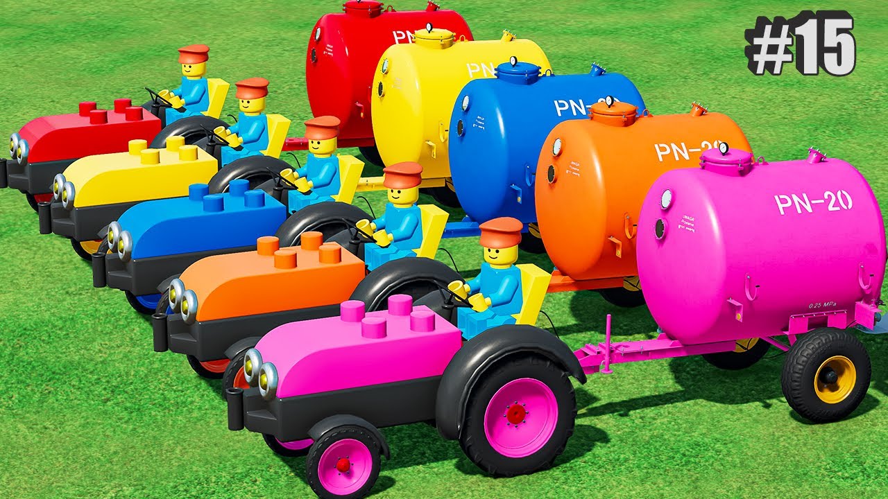 TRANSPORTING & SPREADING with RC LEGO TRACTORS & COLORED TANKERS! #15 ...