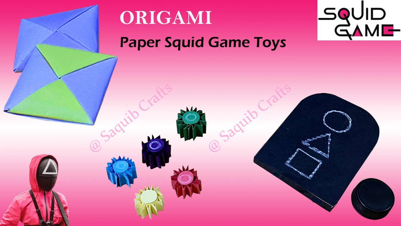 Squid Game DIY All Origami Squid Game Toy | Paper Ddakji | Paper Gonggi ...