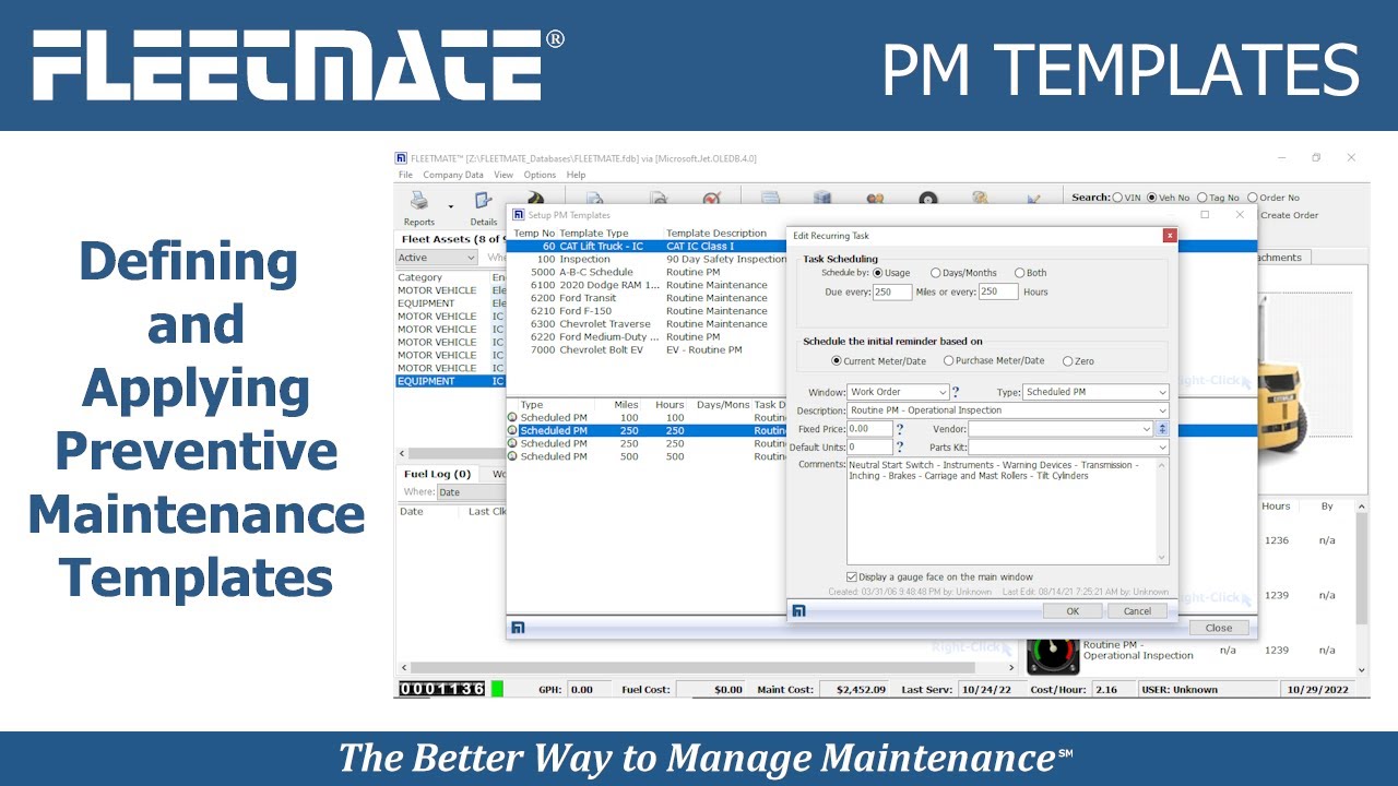 FLEETMATE@WORK Lesson #5 - PM Templates - YouTube