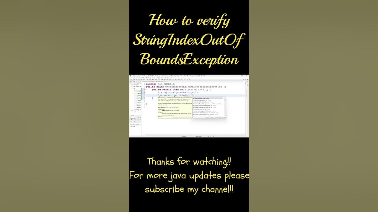 StringIndexOutOfBoundsException #shorts #ytshorts #java #javaprogramming - YouTube