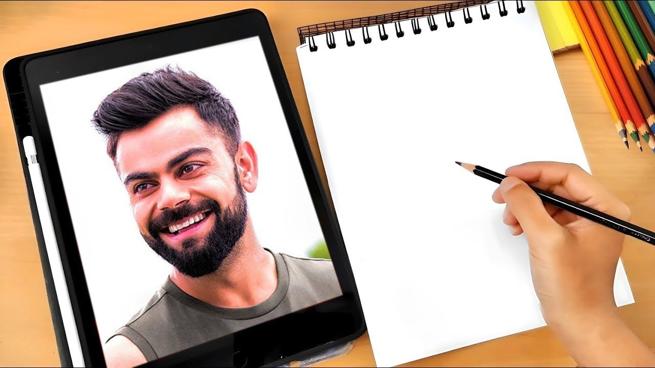 How to draw Virat Kohli Step by Step | Virat Kohli Drawing Tutorial ...