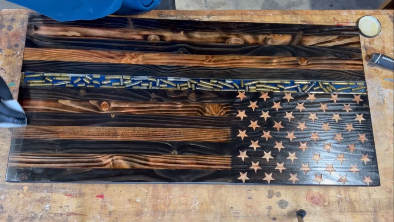 How To : Law Enforcement Inspired Wooden Epoxy Flag with Shell Casings ...