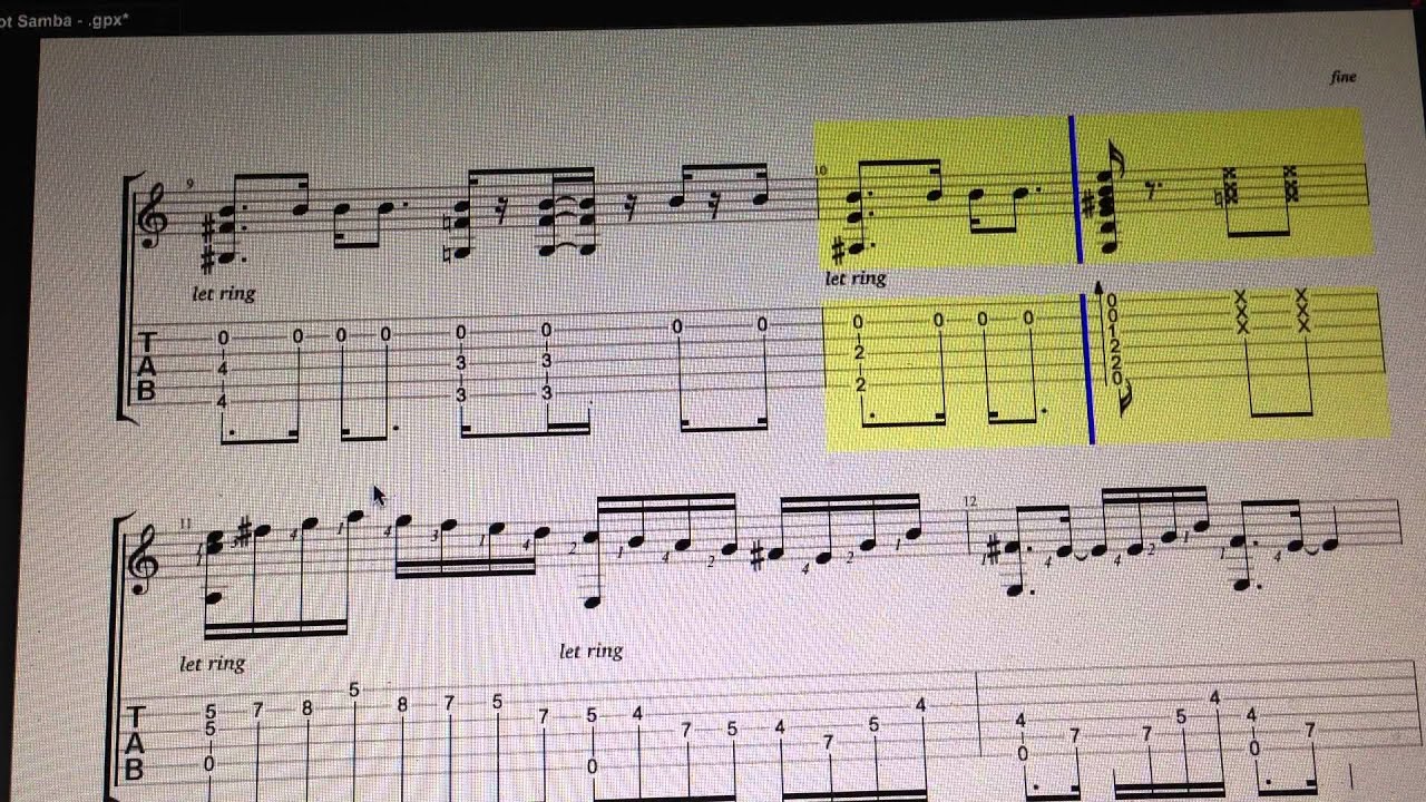 Samba De Uma Nota So"on One Note Samba A C Jobim Tab Face Guitar by ...