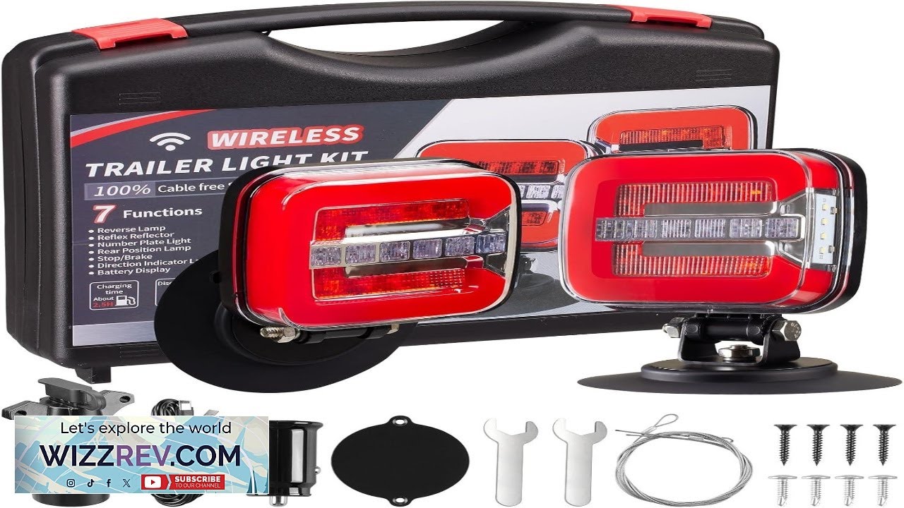 USB C Wireless Trailer Lights Kit with Reverse IP67 Waterproof Magnetic ...