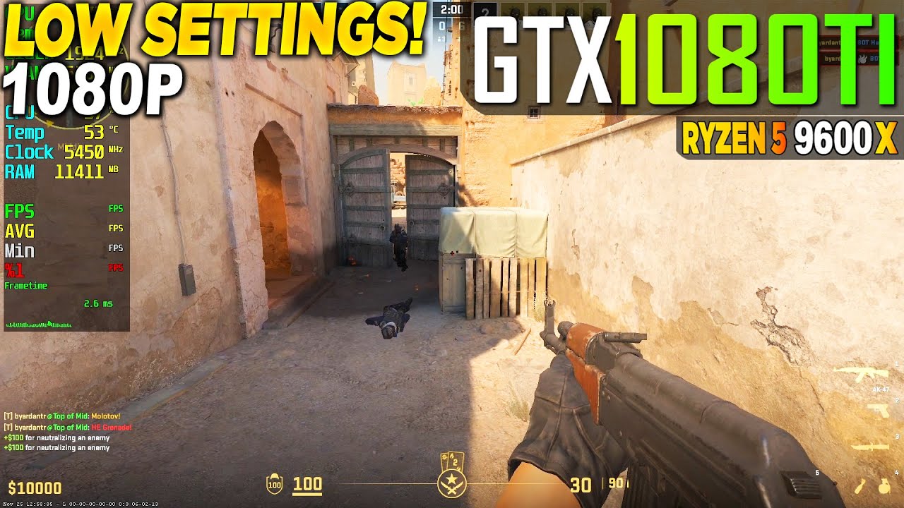 Counter Strike 2 GTX 1080 Tİ + Ryzen 5 9600x - 1080p Low, - YouTube