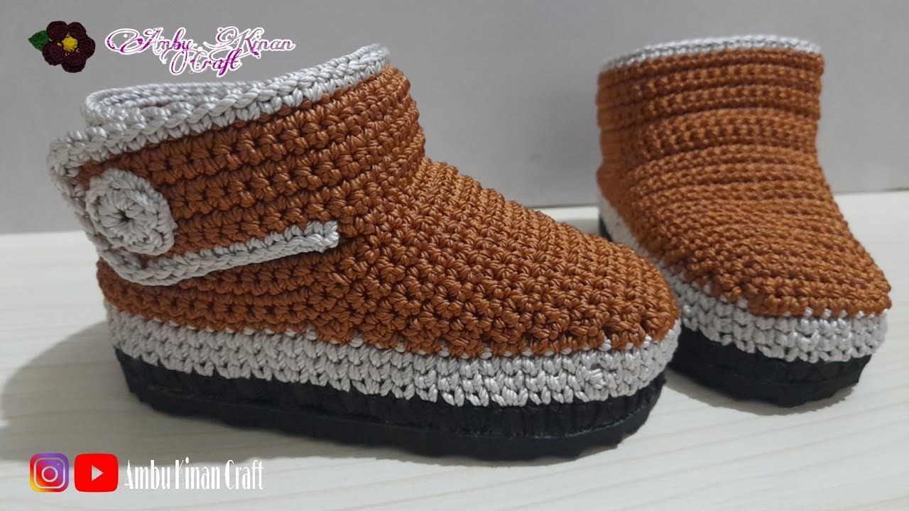 BOOTIES CROCHET FOR KIDS || SEPATU BUT RAJUT ANAK || TUTORIAL SEPATU ...
