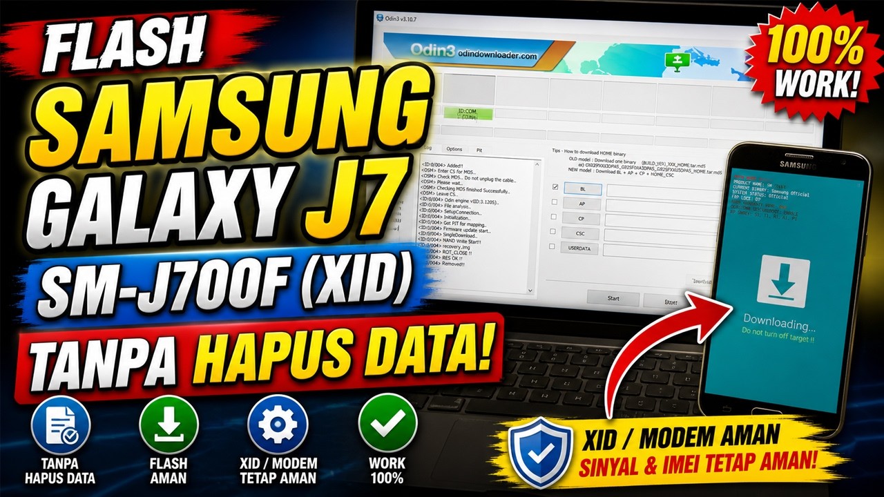 Flash Samsung Galaxy J7 SM J700F XID tanpa Hapus Data - YouTube