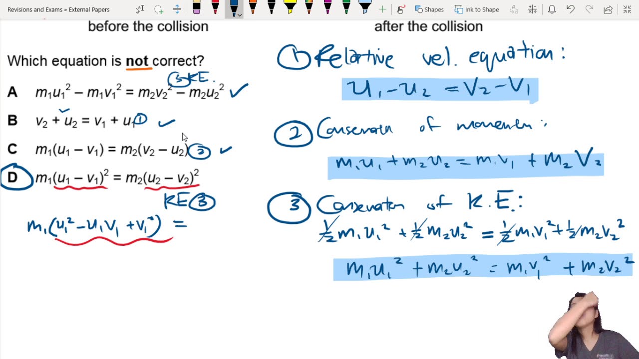 MJ20 P12 Q9 Collision Equations | May/June 2020 | CAIE A Level 9702 ...