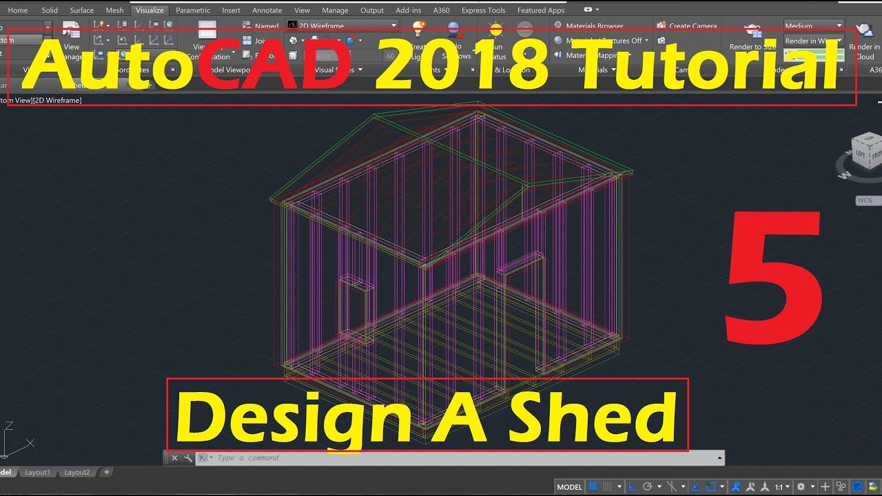 Beginner Tutorial AutoCAD 2018 - Designing a Shed - Part 5 - YouTube