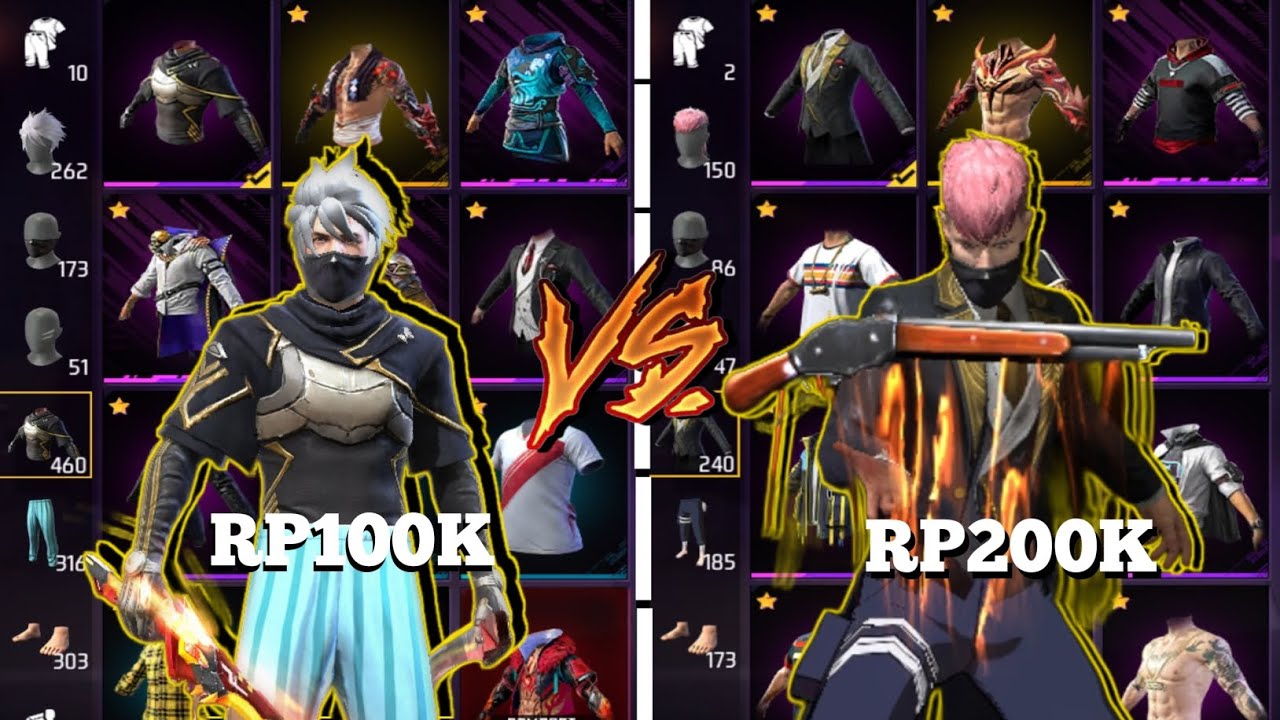 REVIEW AKUN FF HARGA Rp 100K Vs Rp 200K BANYAK SKIN LANGKA‼️ - YouTube
