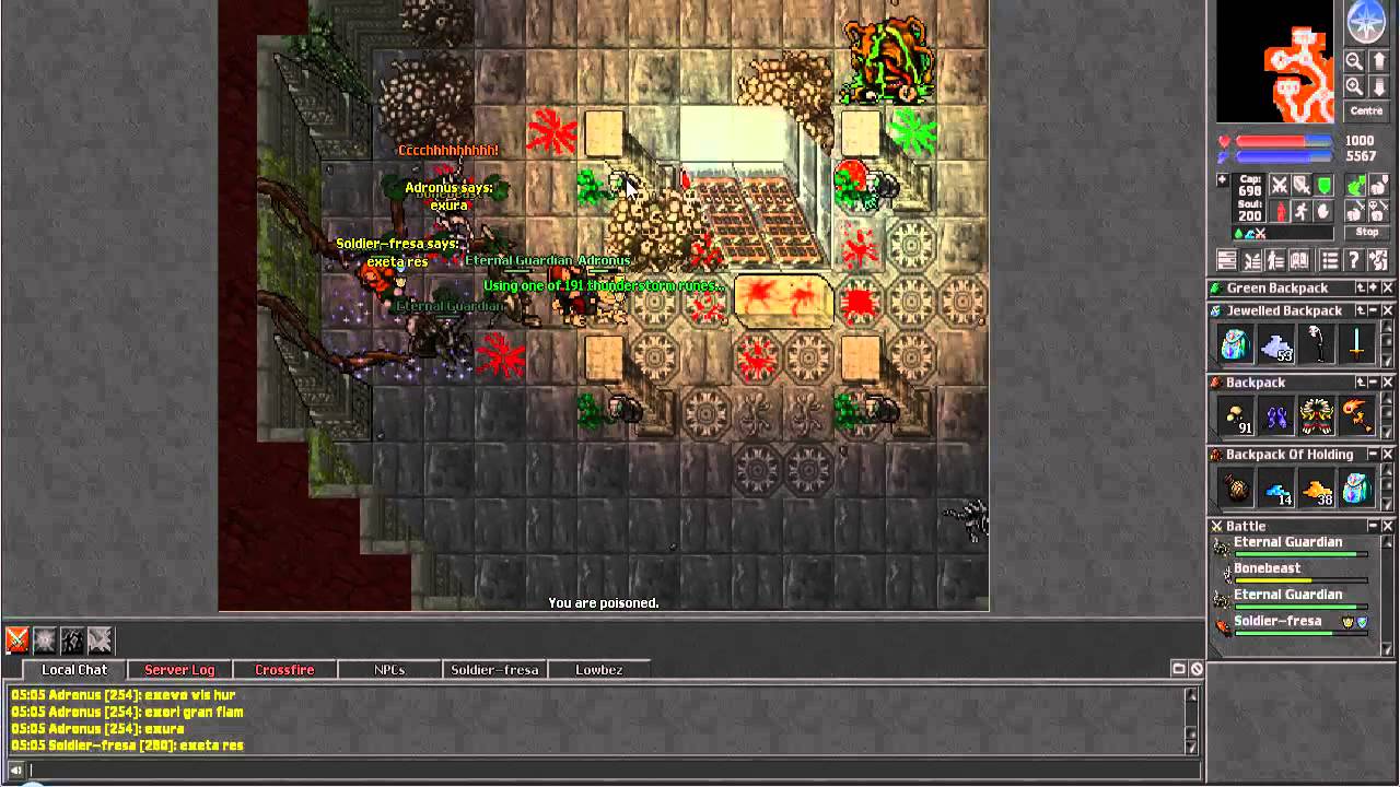 Tibia: The Grindfest (Deep Banuta) Medusa, Serpents, Nightmares, Hellspawns, and more! (Part 3 ...