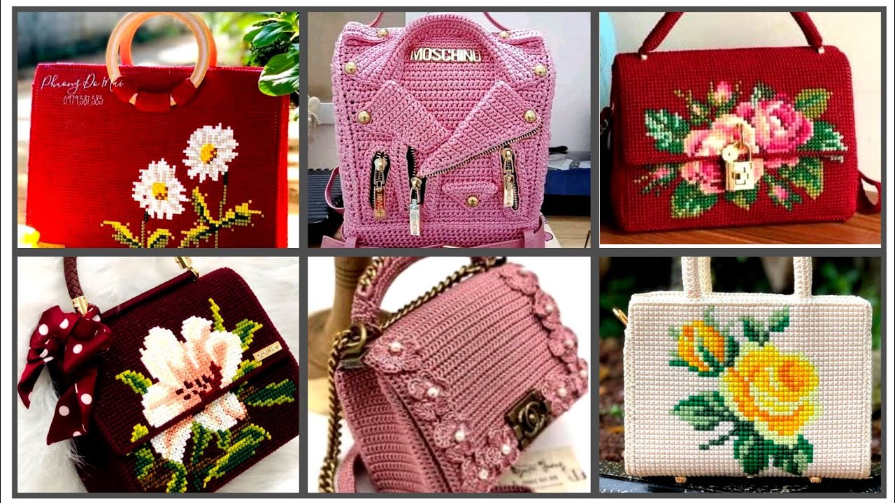 Most beautiful and traditional crochet - embroidered handbag design ...