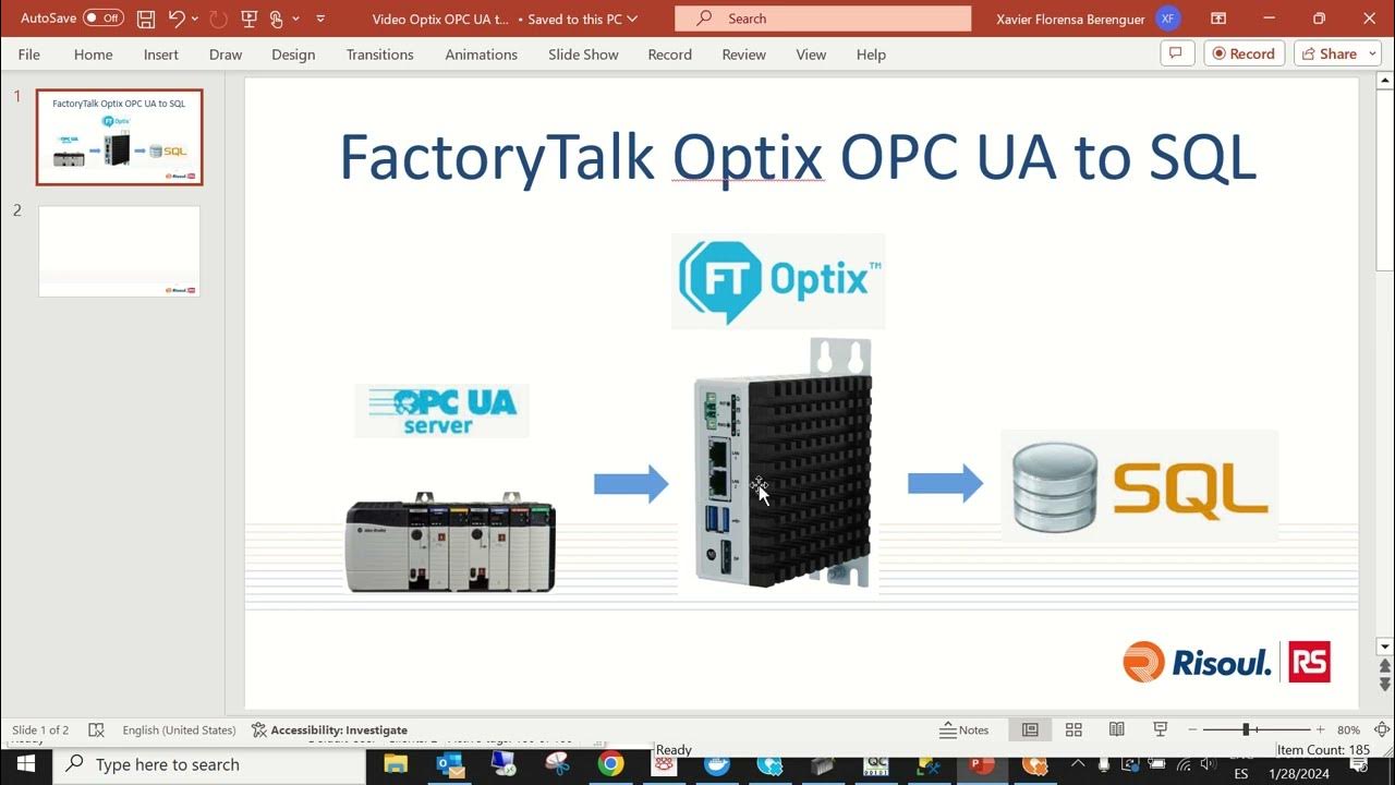 FactoryTalk Optix OPC UA to SQL converter - YouTube