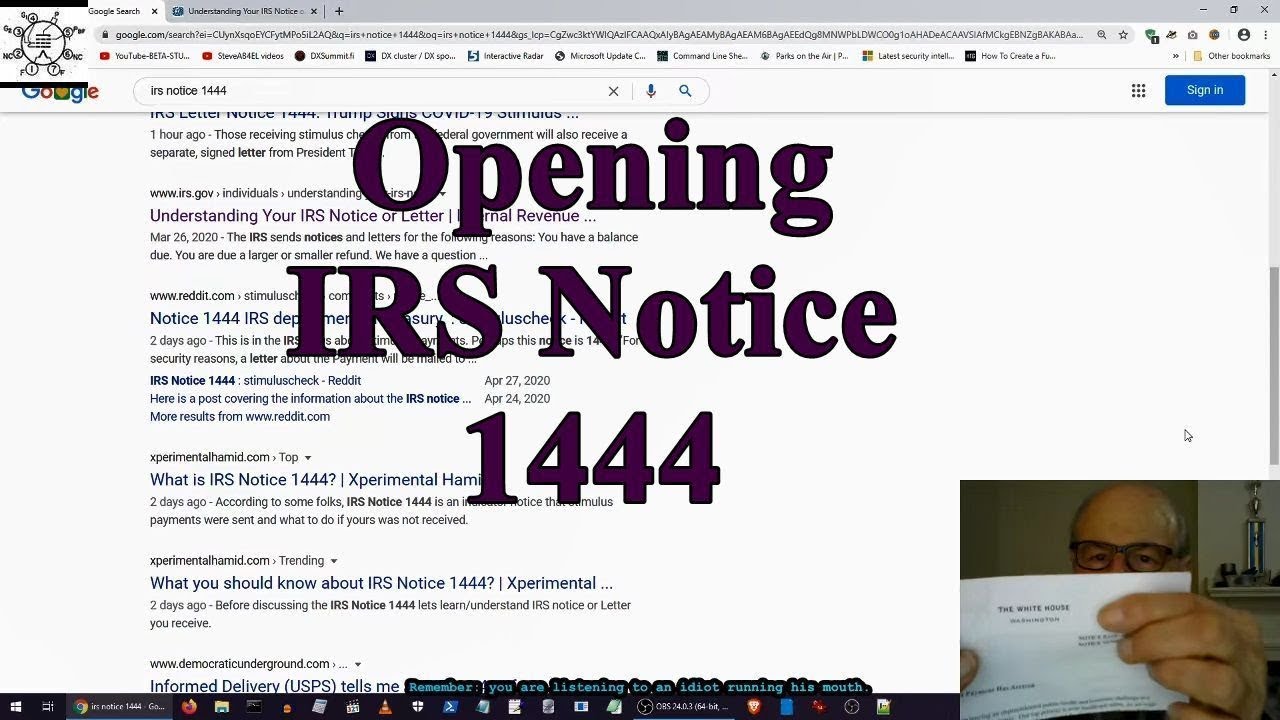 Opening IRS Notice 1444 - YouTube