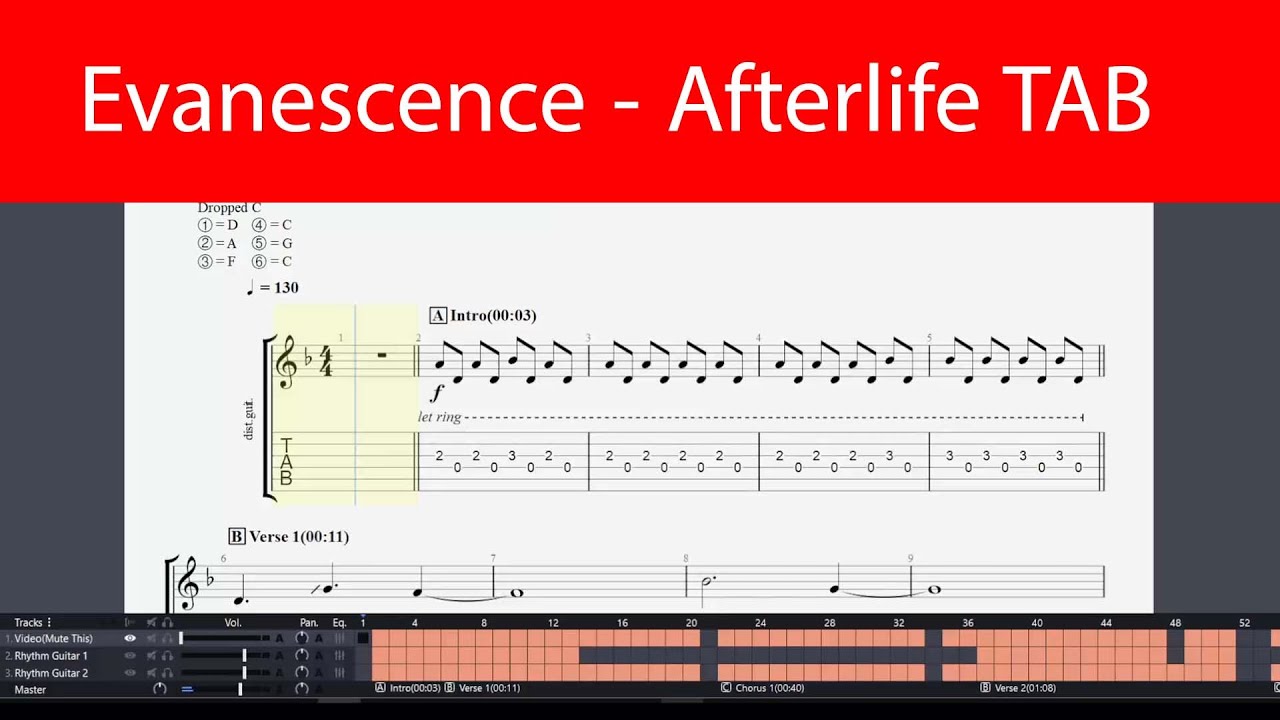 Evanescence - Afterlife Guitar TAB(From Devil May Cry Soundtrack) - YouTube