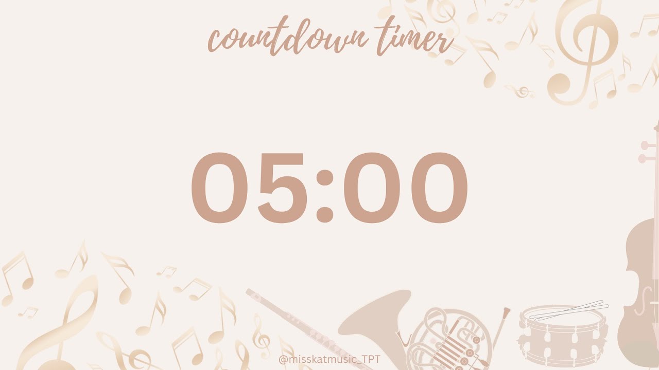 Countdown Timer Clock for Classroom - 5 minutes - Music Theme - YouTube