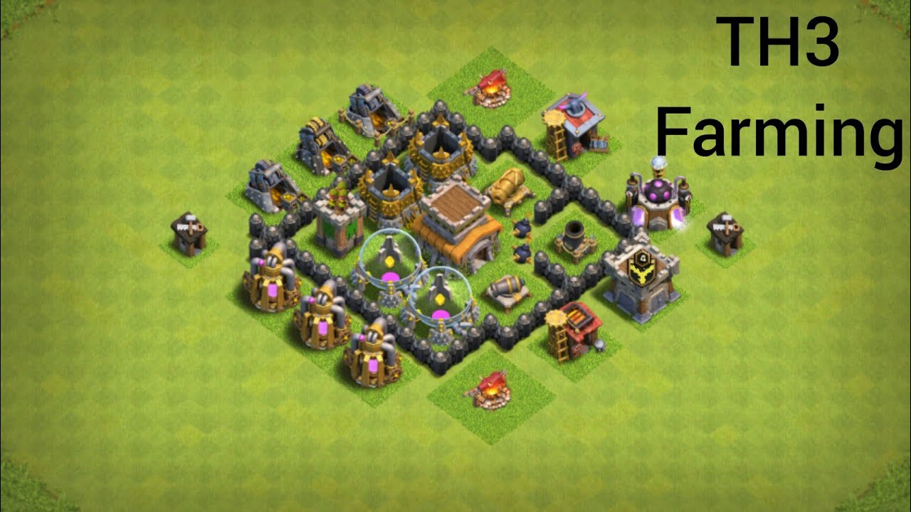 Clash of clans TH3 farming - YouTube