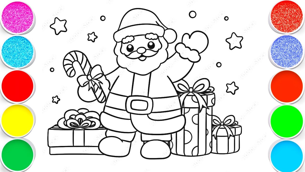 How to Paint Santa and Christmas Tree | Santa and His Family Christmas ...