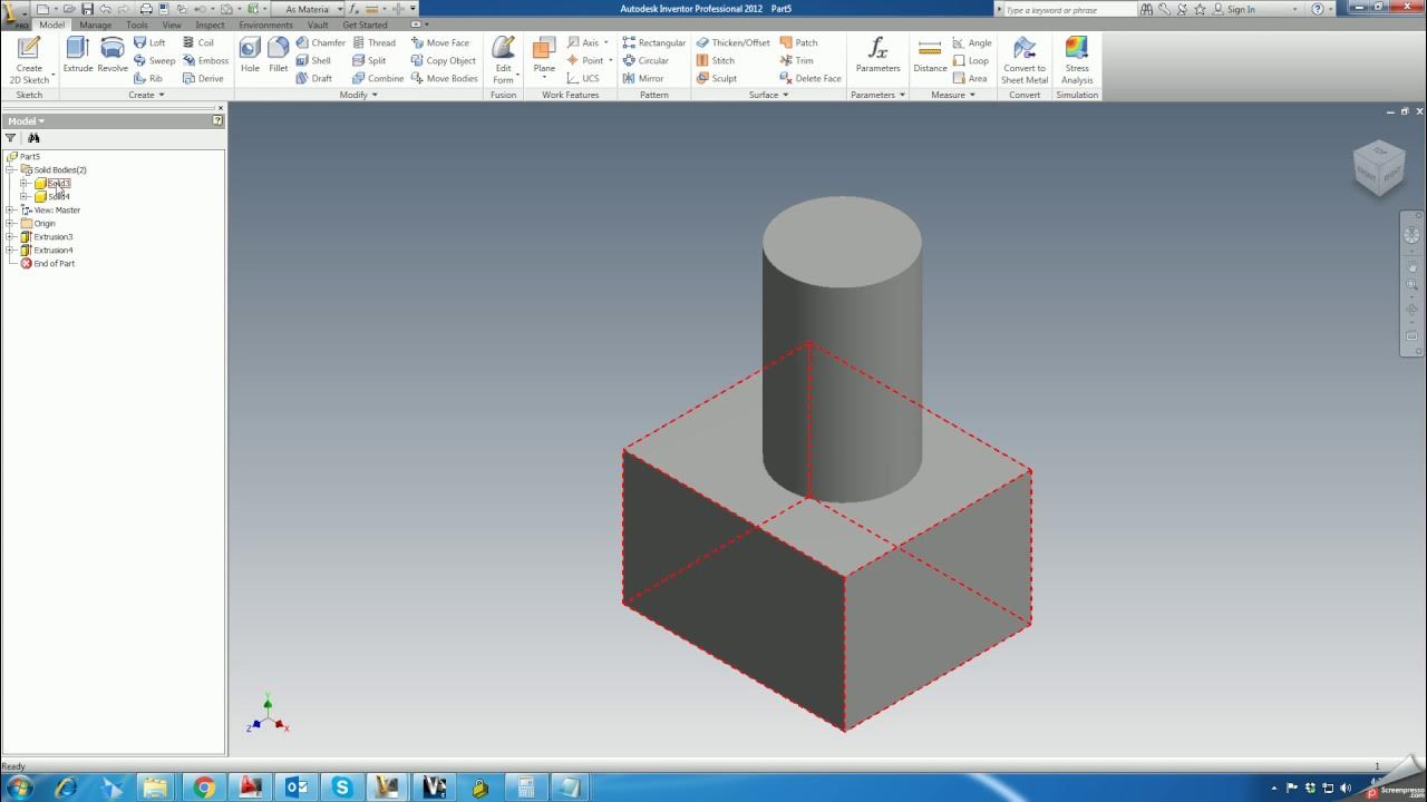 How to create new solid body in autodesk inventor - YouTube