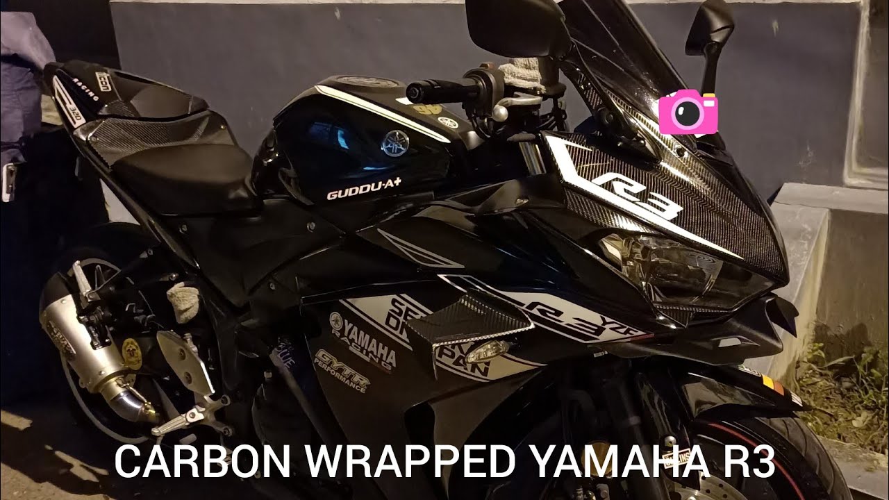 Yamaha R3 CARBON FIBER WRAPPED, MY BLACK SHADOW 🖤 - YouTube