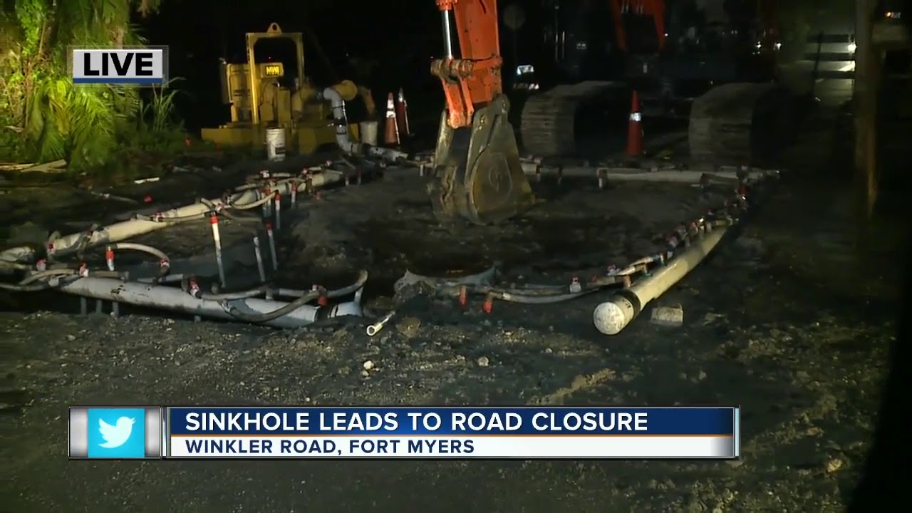 Sinkhole closes a portion of Winkler Road for rest of the week - YouTube
