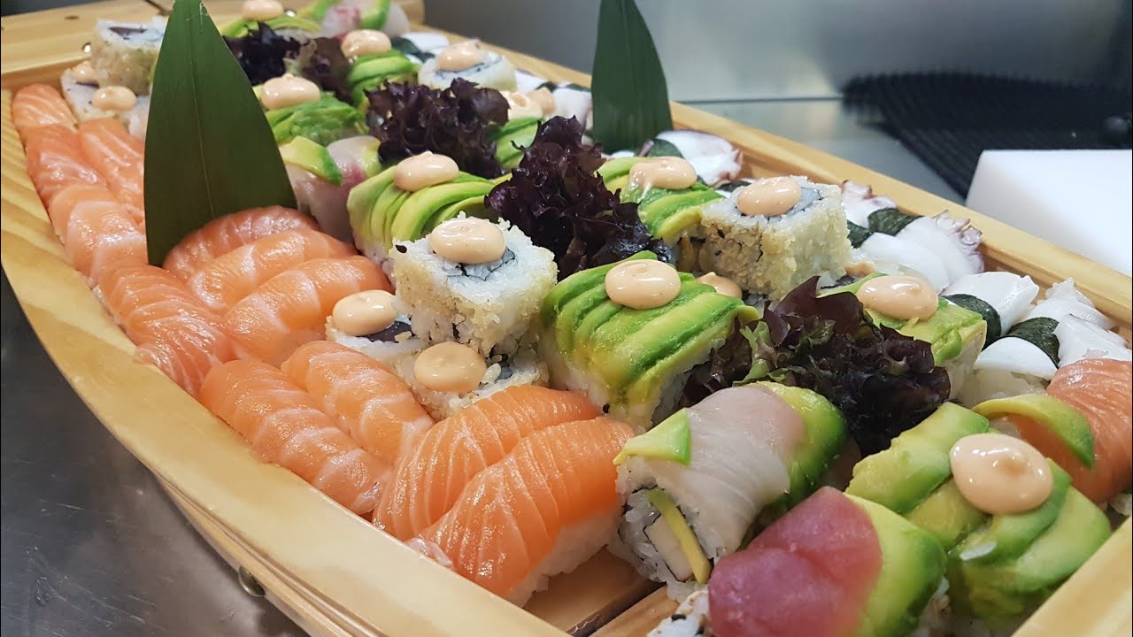 Sushi goodness in the boat - YouTube