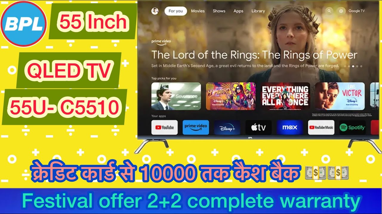 Bpl 55 inch GOOGLE SMART QLED TV 55U C5510 ⚡️With 4 Year complete ...