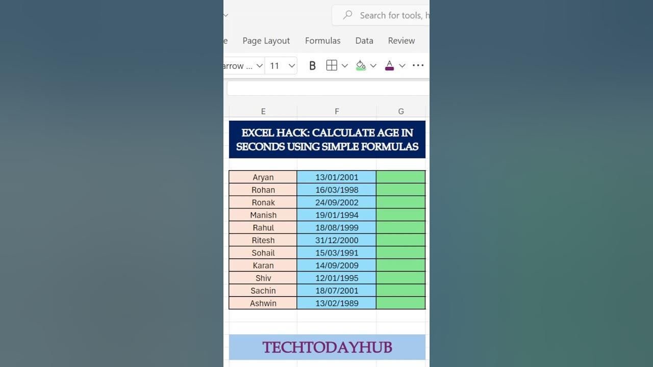Excel Hack: Calculate Age in Seconds Using Simple Formulas 😍 #excel #exceltips #exceltricks # ...