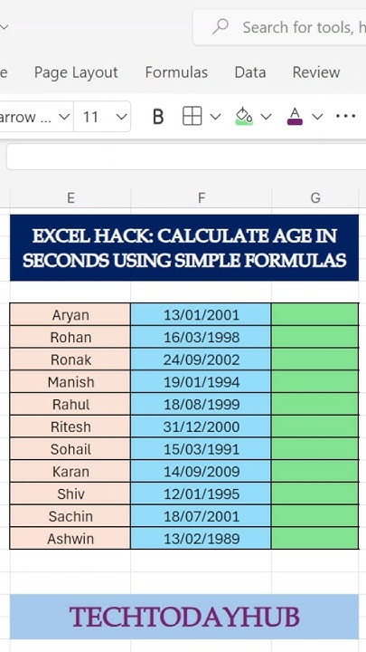 Excel Hack: Calculate Age in Seconds Using Simple Formulas 😍 #excel #exceltips #exceltricks # ...