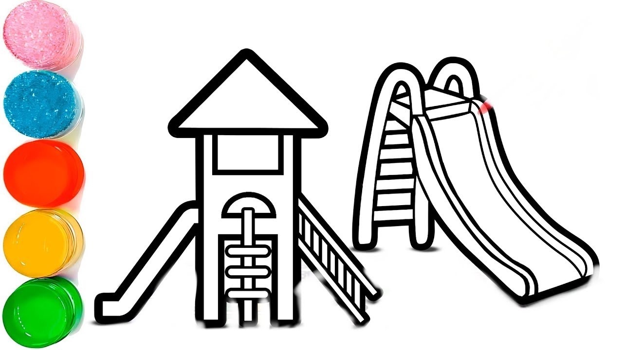 How To Draw Playground Slide 🛝 Drawing | Rainbow Slide Drawing | Easy ...