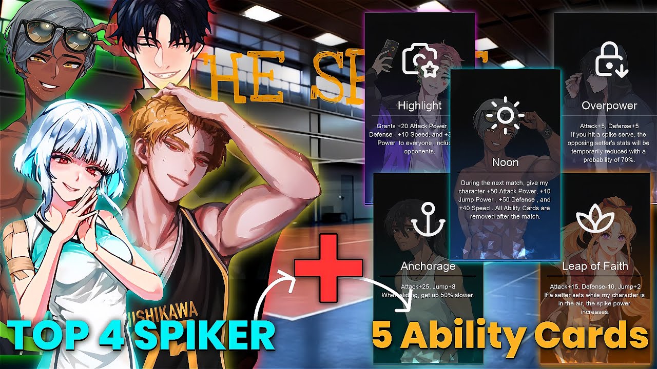 The Spike Volleyball !! 3x3 !! Top 4 Spiker with 5 Abilities Cards ...