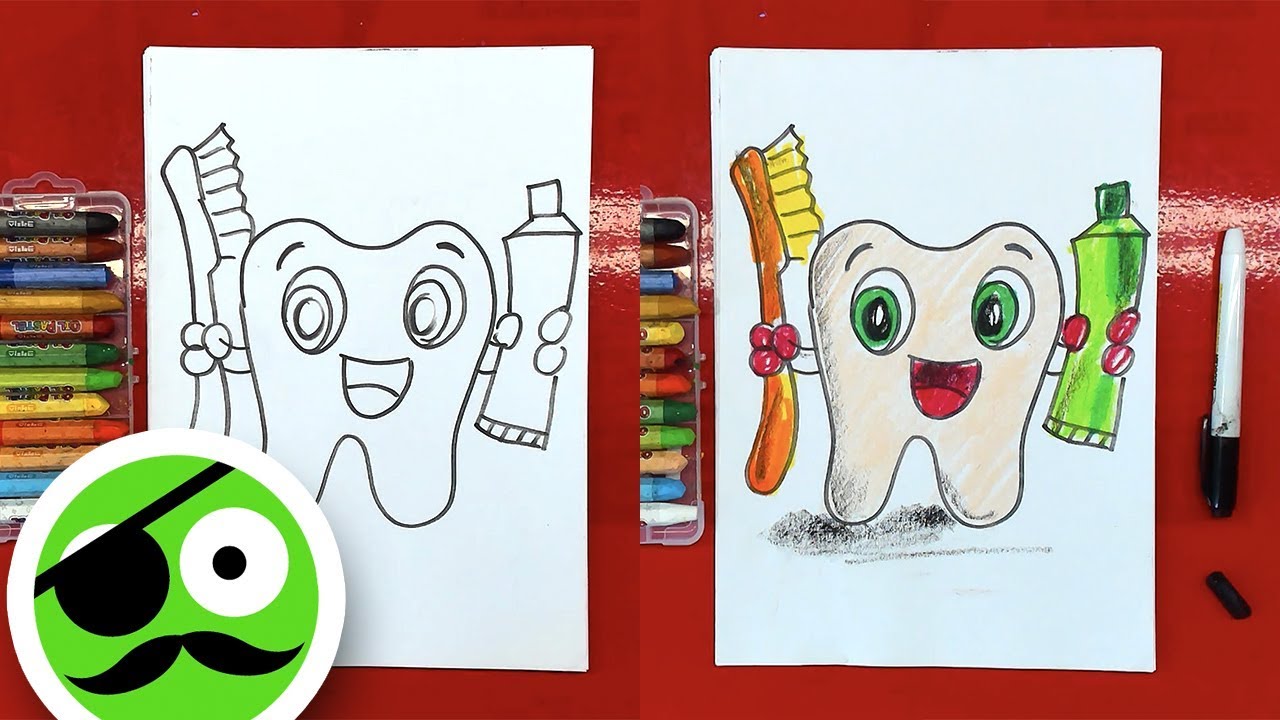How to Draw Tooth, Toothpaste, Toothbrush - YouTube