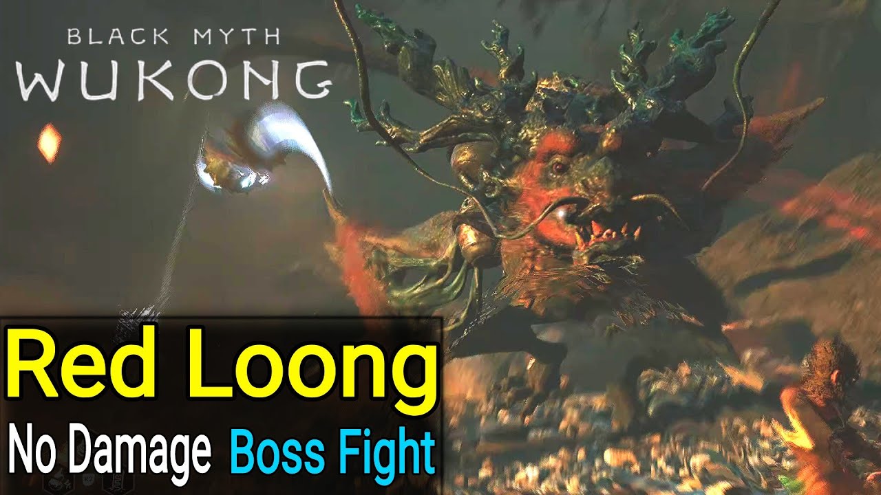 Black Myth Wukong - Red Loong Boss Fight (No Damage Taken) - YouTube