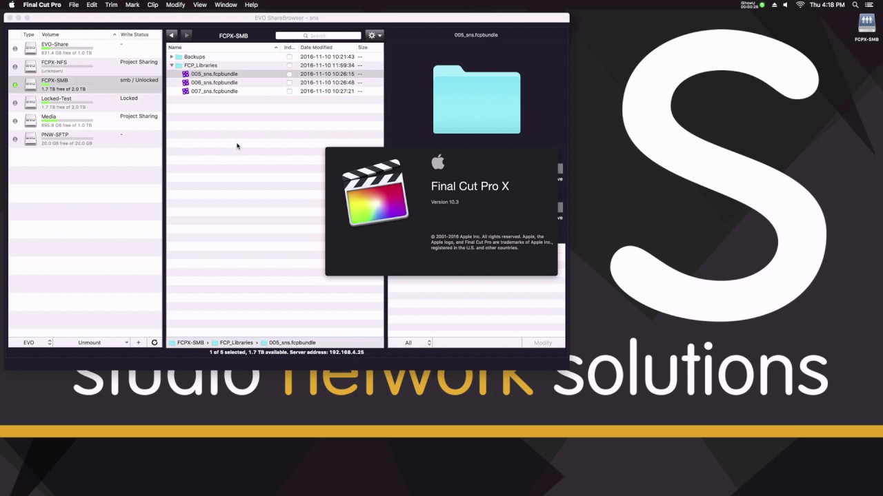 Final Cut Pro X Libraries on SMB with EVO Shared Storage - YouTube
