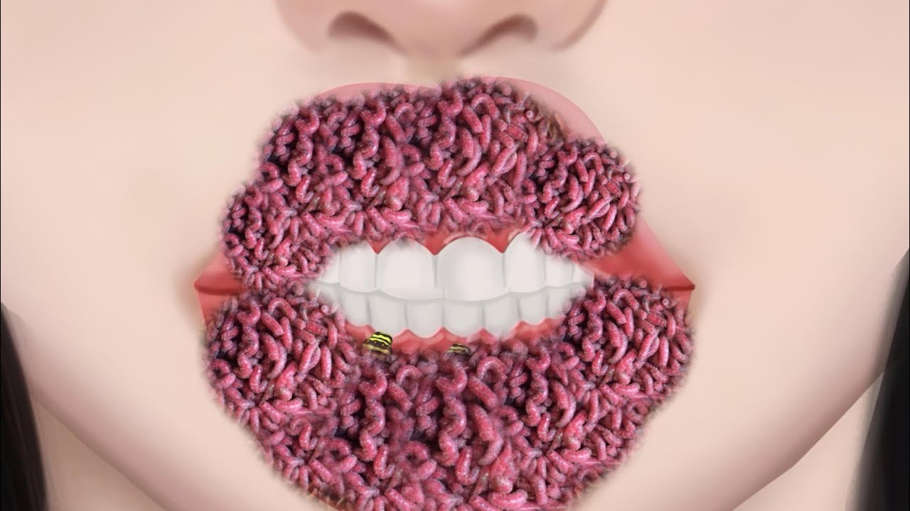 ASMR treatments here to Lips 👄|| ASMR Removal maggots & worm cleaning ...